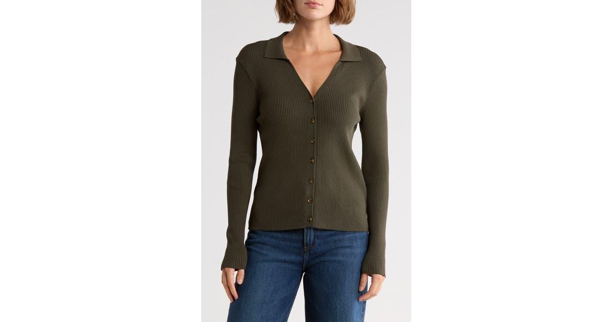 French Connection Marlo Collared Cardigan in Black | Lyst