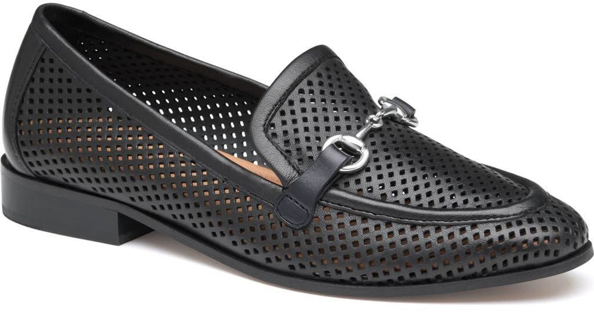 Johnston & Murphy Ali Perforated Bit Loafer in Black | Lyst
