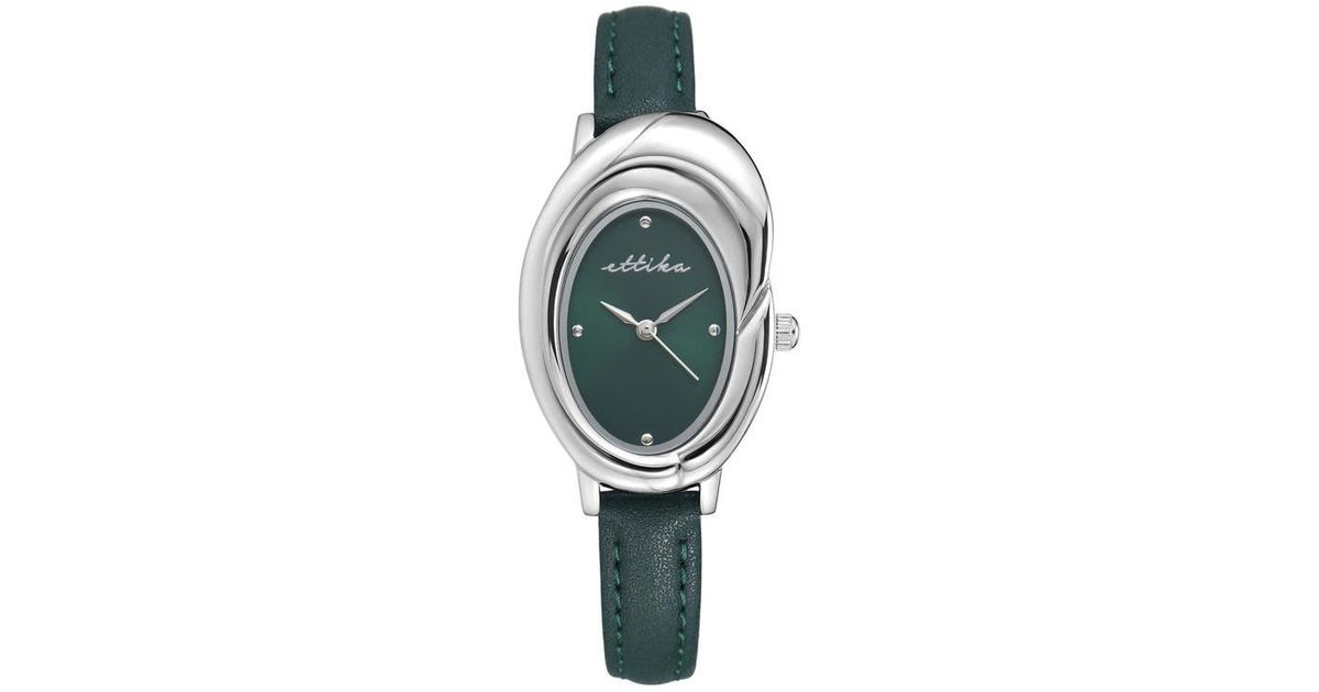 Ettika Bubble Dome Leather Strap Watch in Green | Lyst