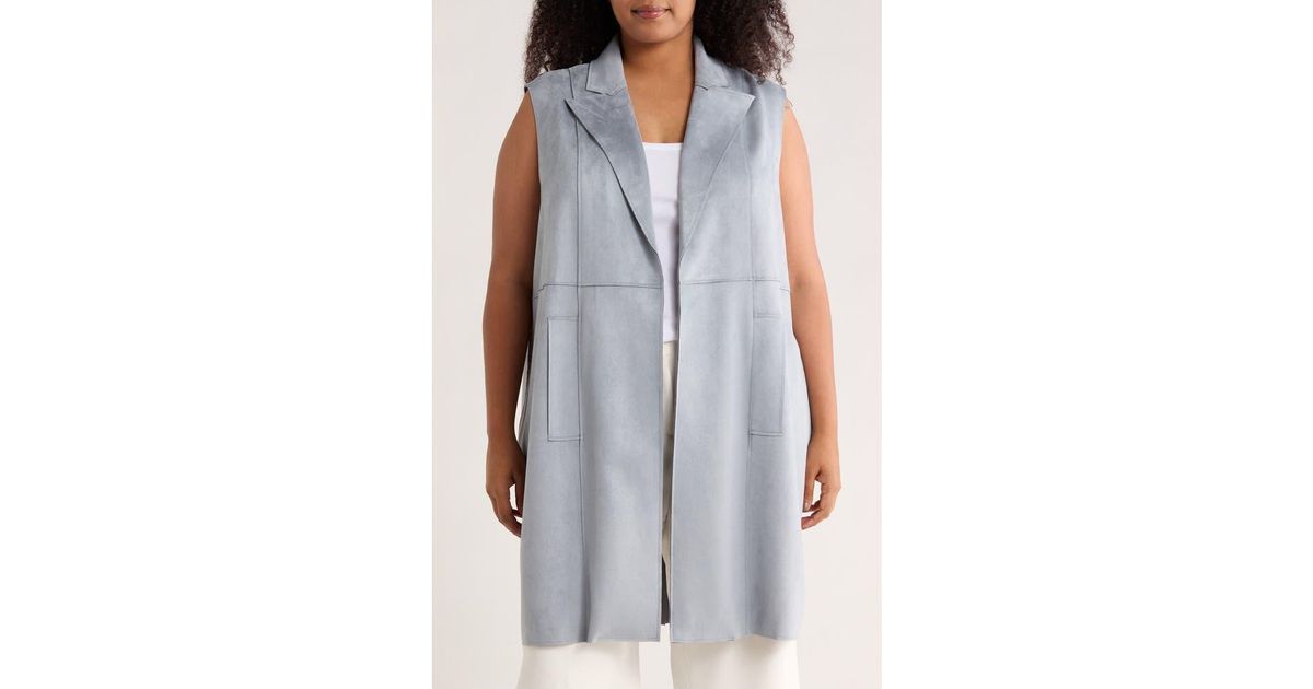 Magaschoni Faux Suede Notch Lapel Vest in Gray | Lyst