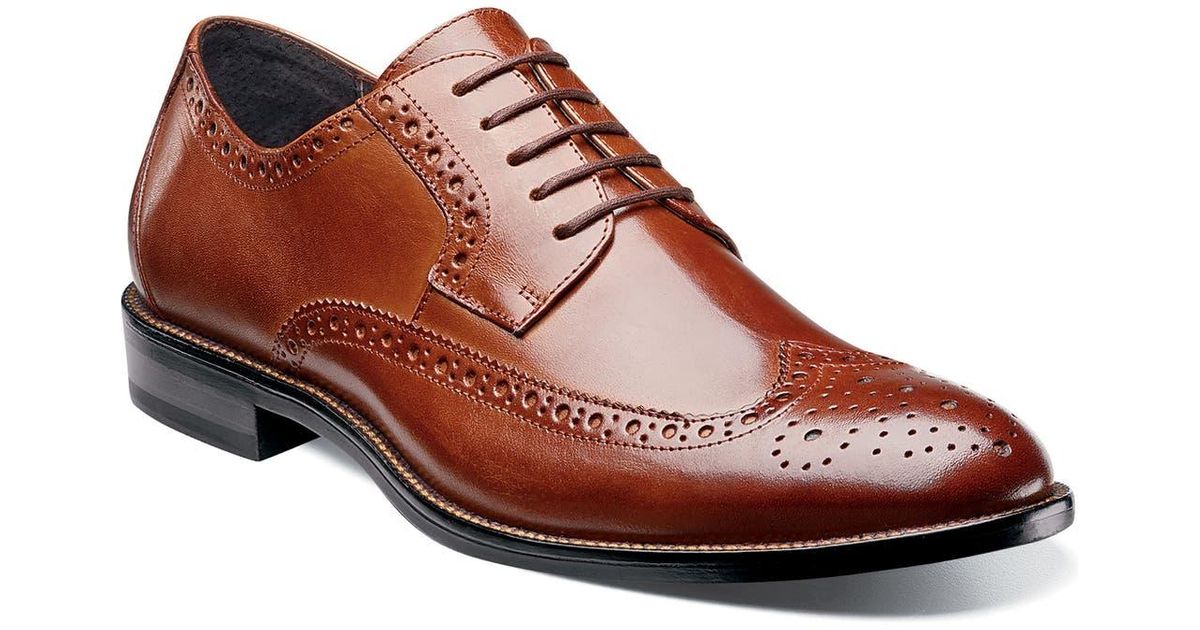 Stacy Adams Wingtip Leather Derby Shoes in Brown for Men | Lyst