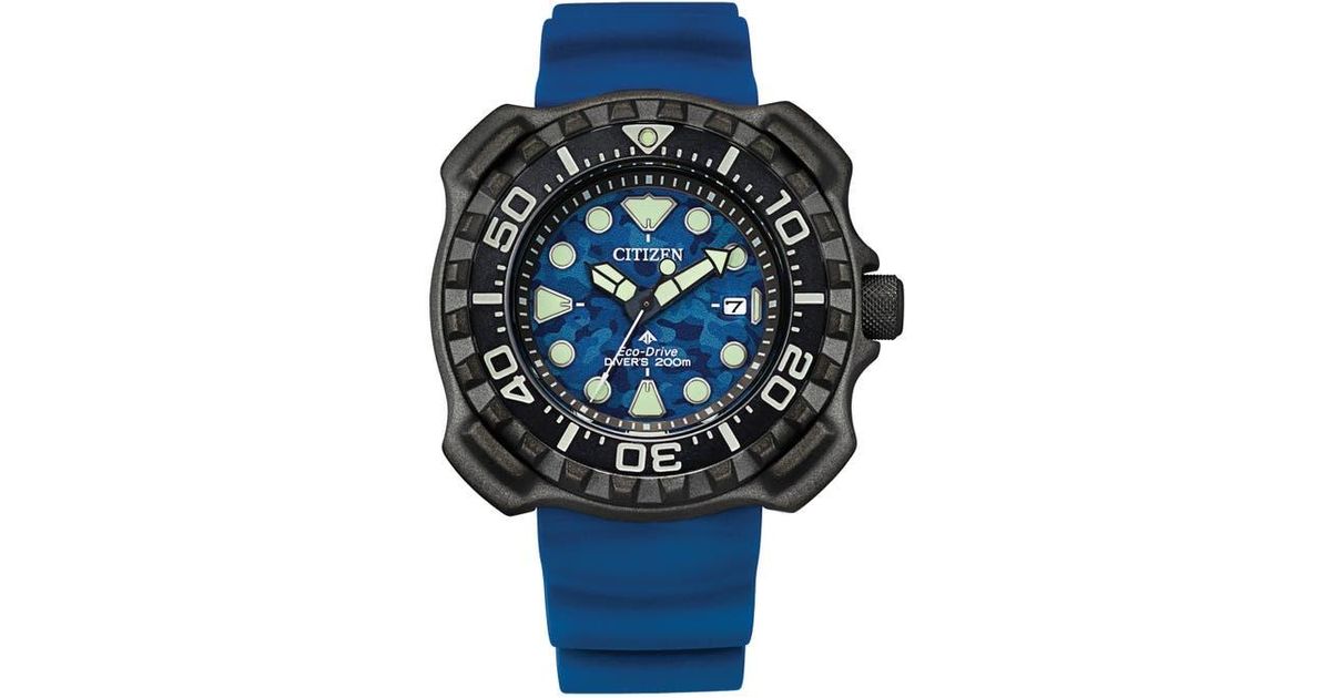 Citizen Promaster Dive Faux Leather Strap Watch, 46Mm in Blue for Men ...