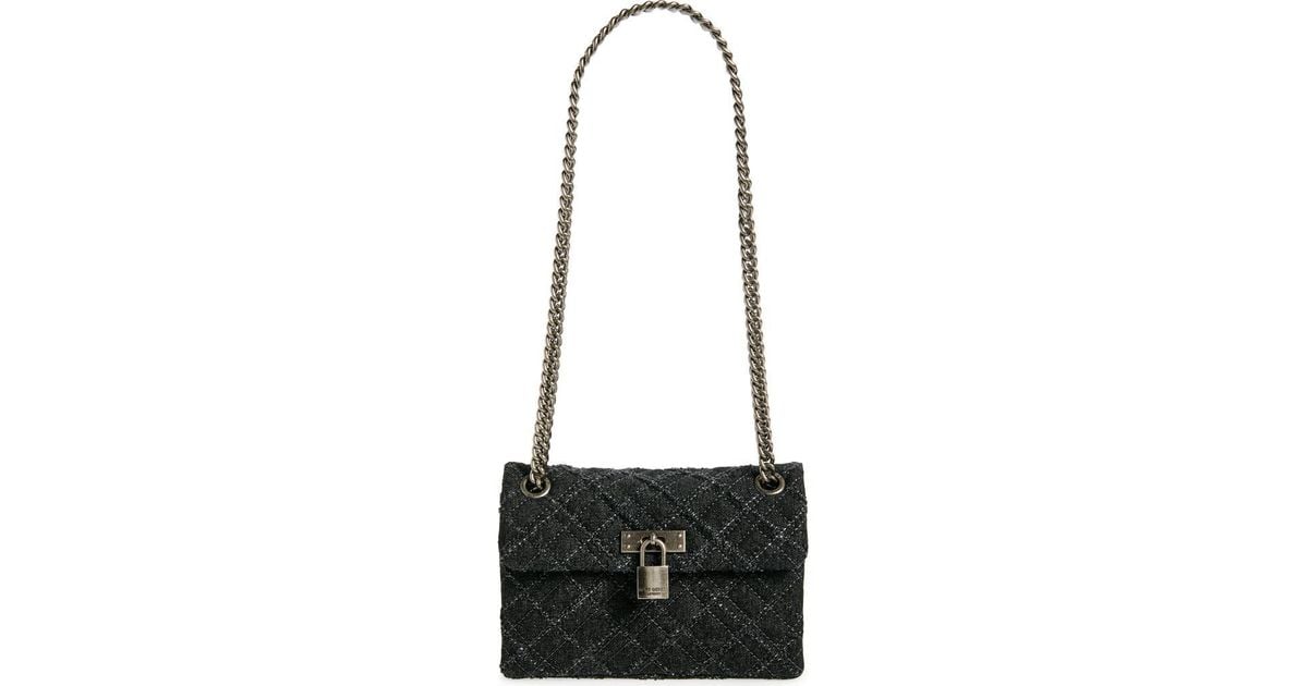 Kurt Geiger Mini Brixton Denim Lock Bag in Black | Lyst