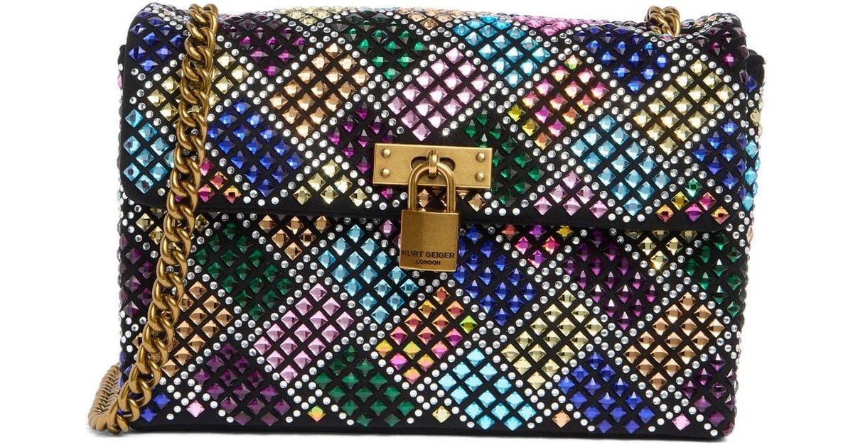 Kurt Geiger Mini Brixton Crystal Shoulder Bag in Blue | Lyst