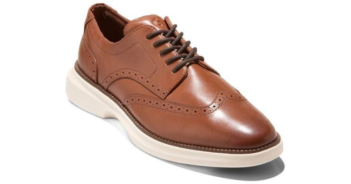 Cole Haan Grand Shadowlite Wingtip Derby in Brown for Men | Lyst