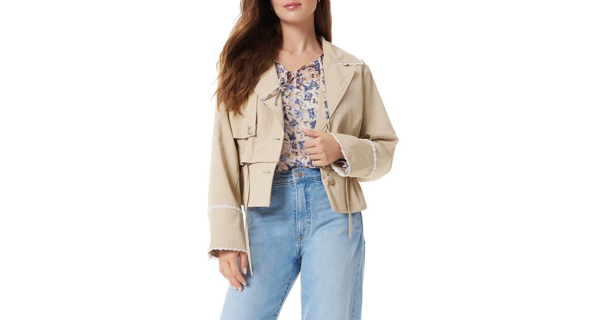 Sam Edelman Gina Convertible Cotton Blend Trench Jacket in Blue | Lyst