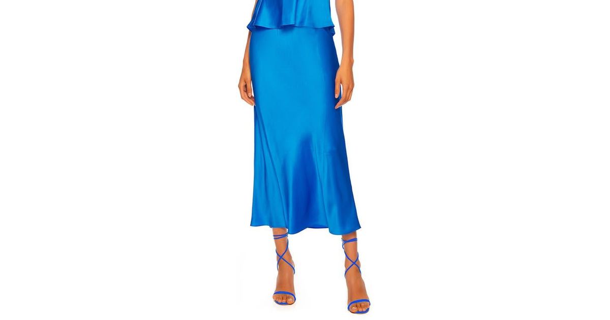 Susana Monaco Bias Cut Silk Slip Skirt in Blue | Lyst