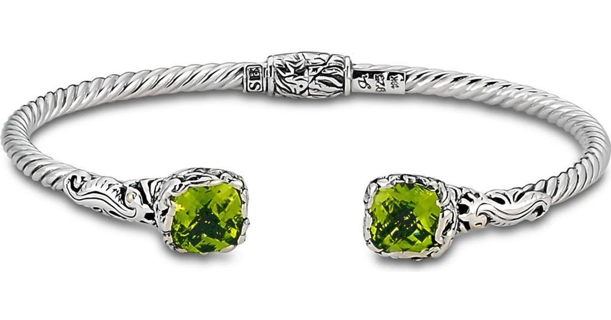 Samuel B. Two-Tone Seahorse Textured Bangle Bracelet in Green | Lyst