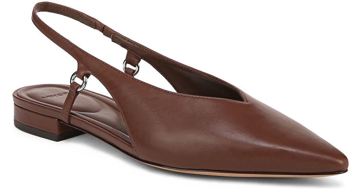 Vince Ines Slingback Pointed Toe Flat in Brown | Lyst