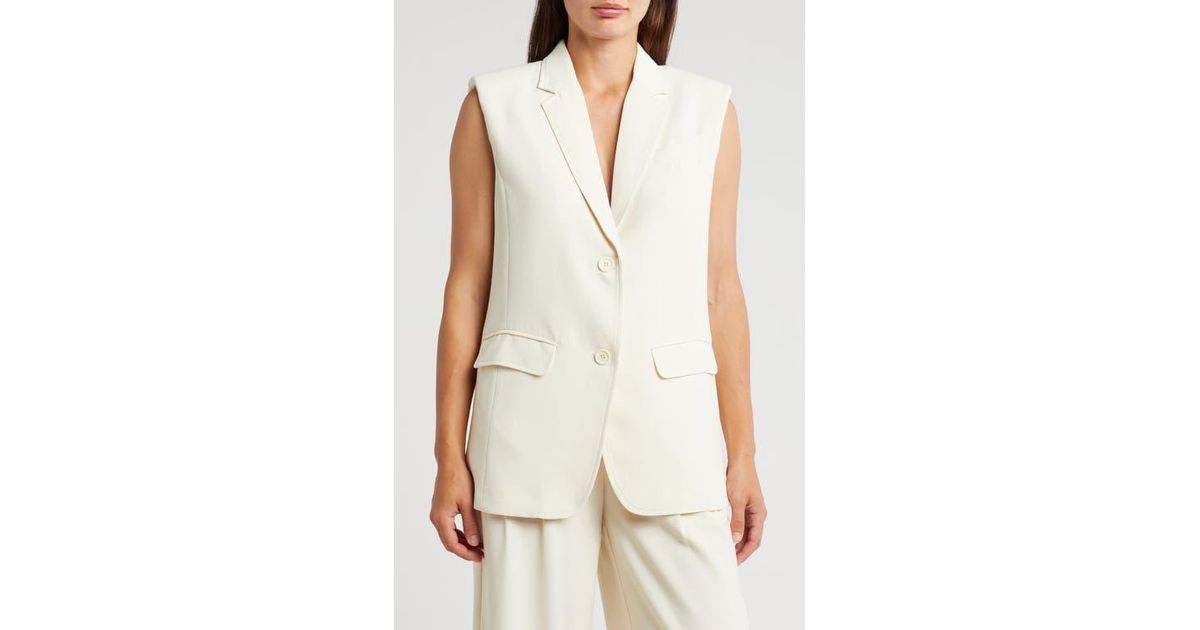 Max Studio Notched Lapel Oversize Vest in White | Lyst