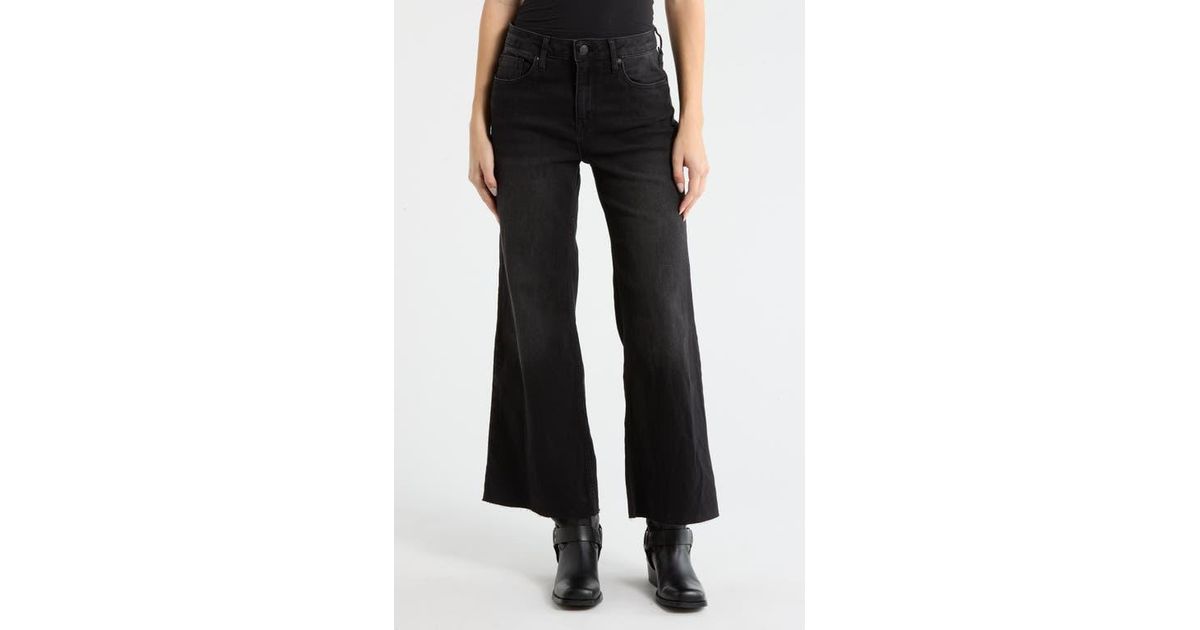 Vigoss Raw Hem Barrel Leg Jeans in Black | Lyst