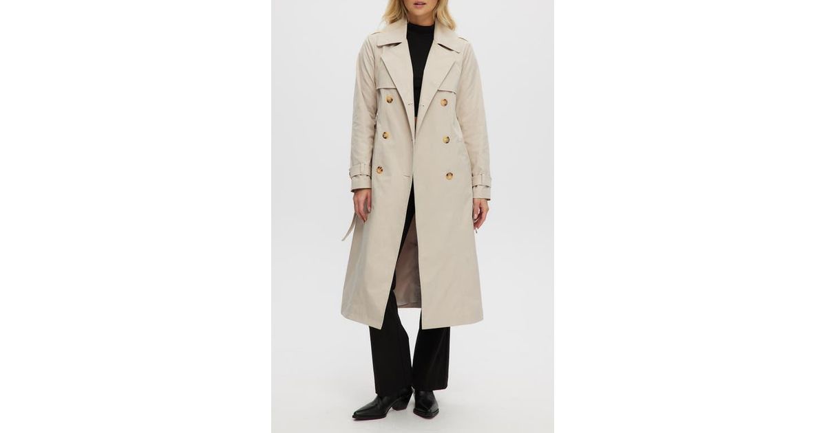 Noize Long Trench Coat in Natural | Lyst