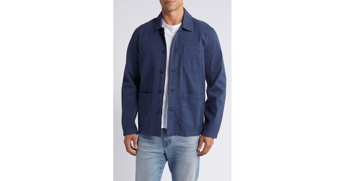 Faherty Comfort Twill Chore Jacket in Blue for Men | Lyst