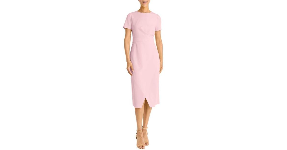 Maggy London Short Sleeve Tulip Hem Midi Dress in Pink | Lyst