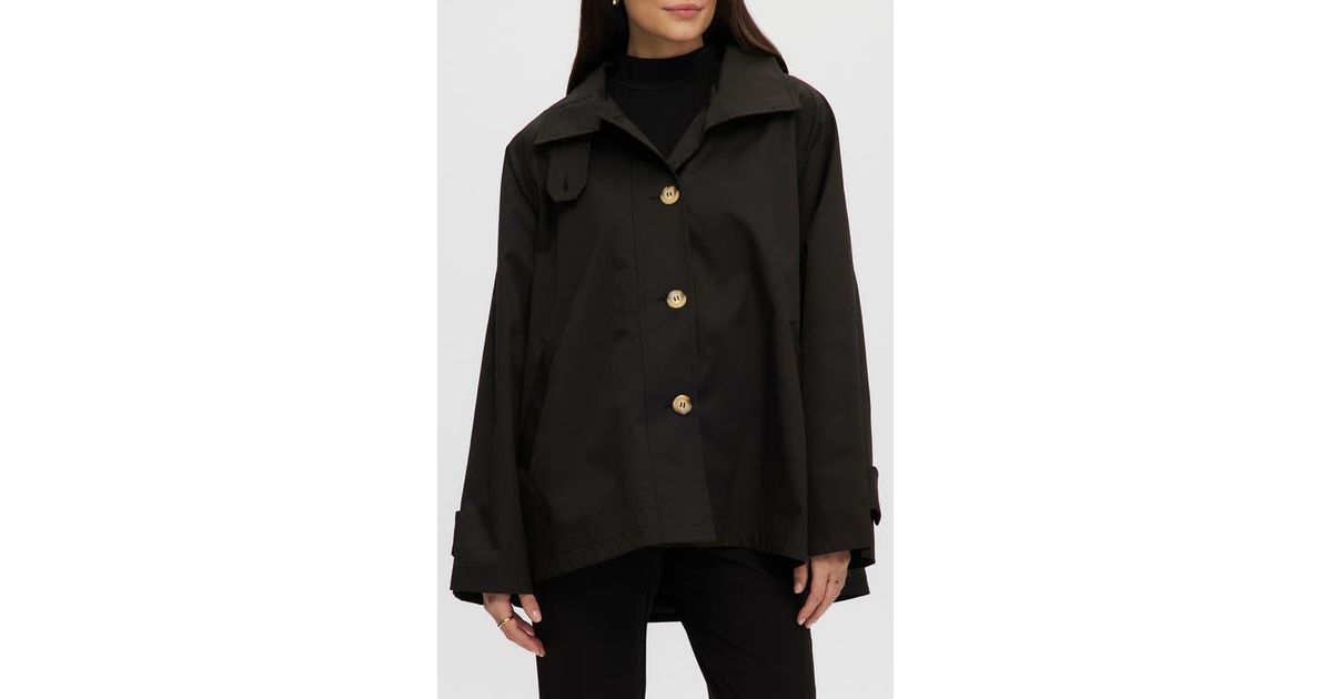 Noize Trench Poncho Jacket in Black | Lyst