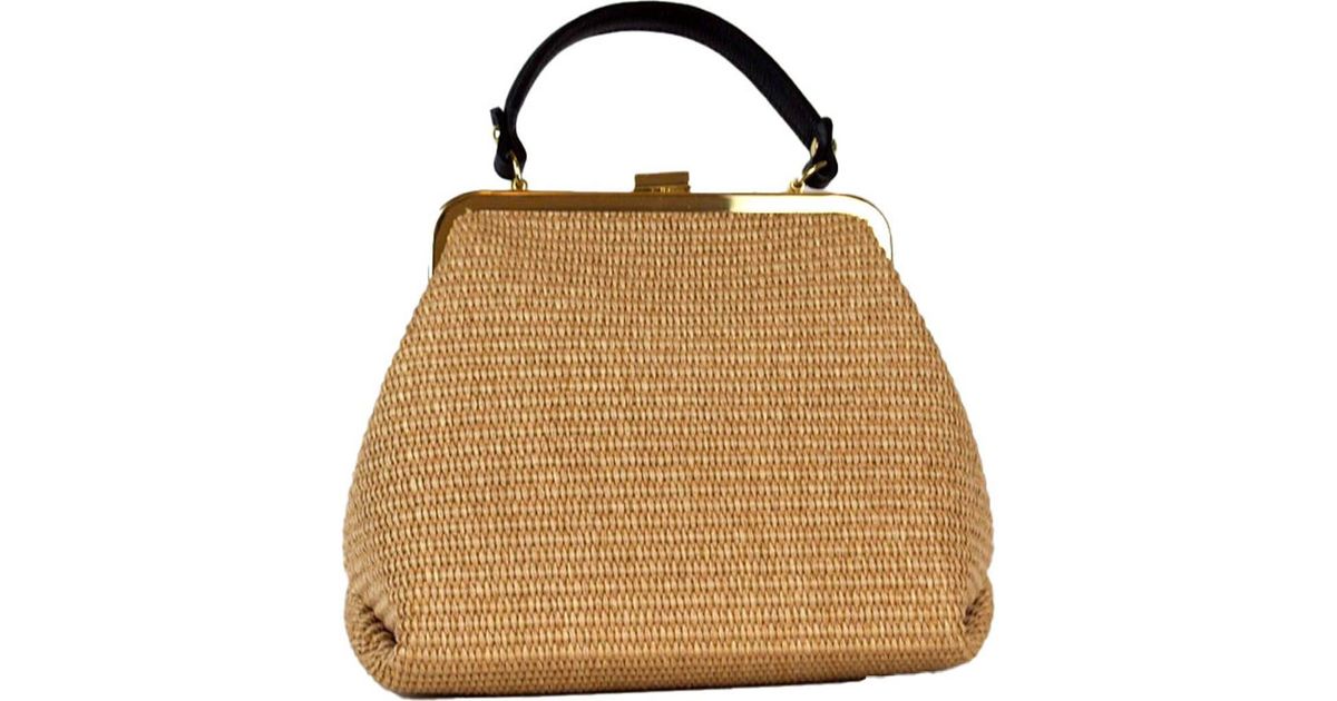 Persaman New York Isla 18 Raffia Satchel Bag in Brown | Lyst