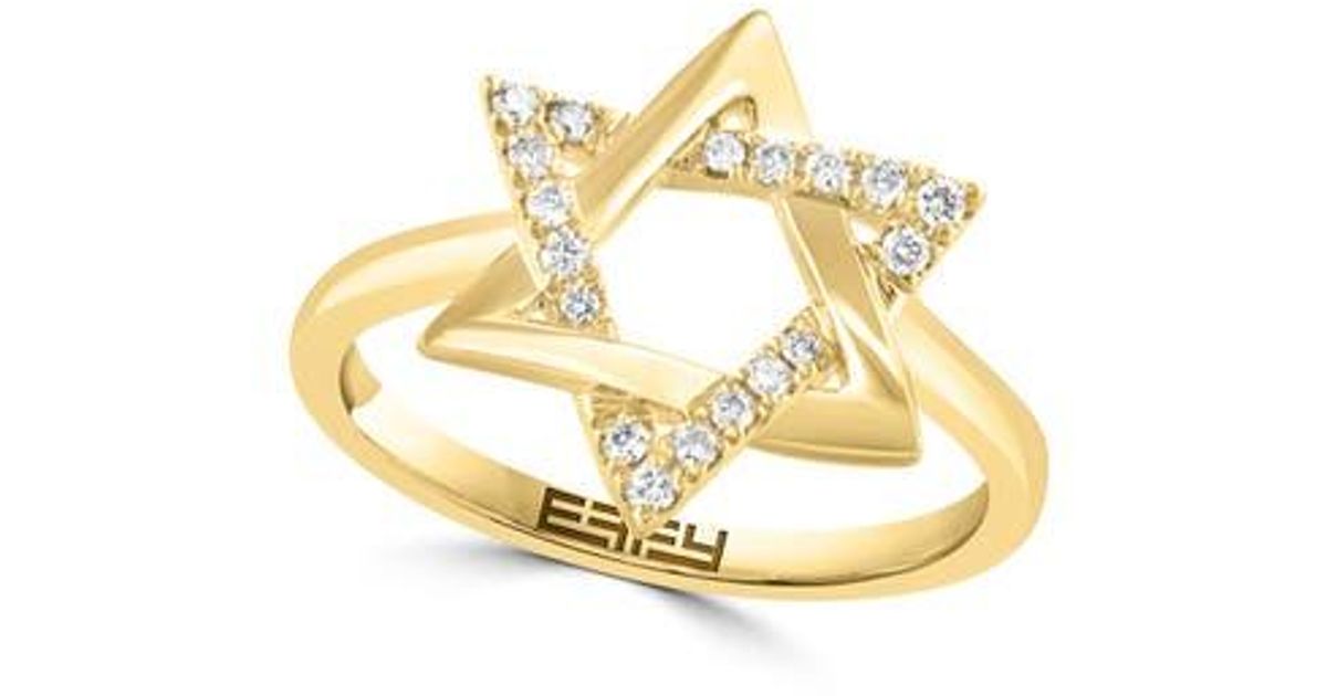 Effy 14K Diamond Star Of David Ring in Metallic | Lyst