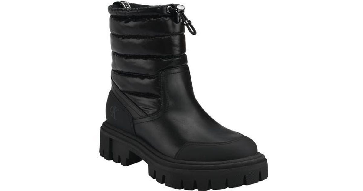 Calvin Klein Relika Quilted Boot in Black | Lyst