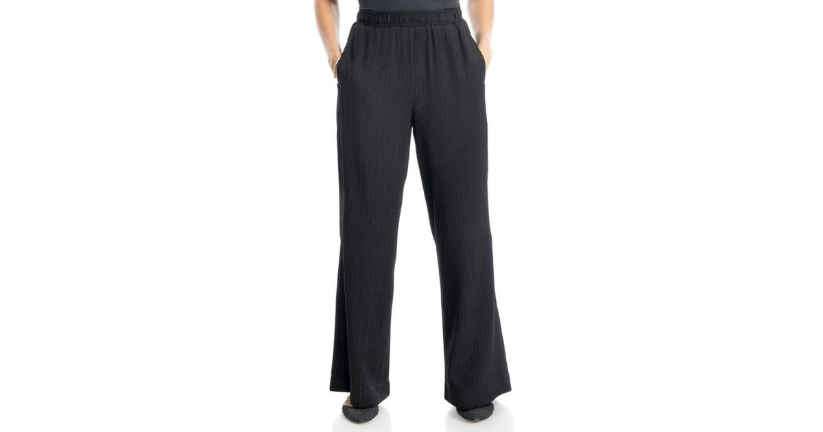 Max Studio Ribbed Pull-On Pants in Black | Lyst