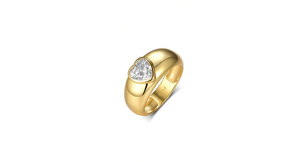 House of Frosted Heart Stone Signet Ring in Metallic | Lyst