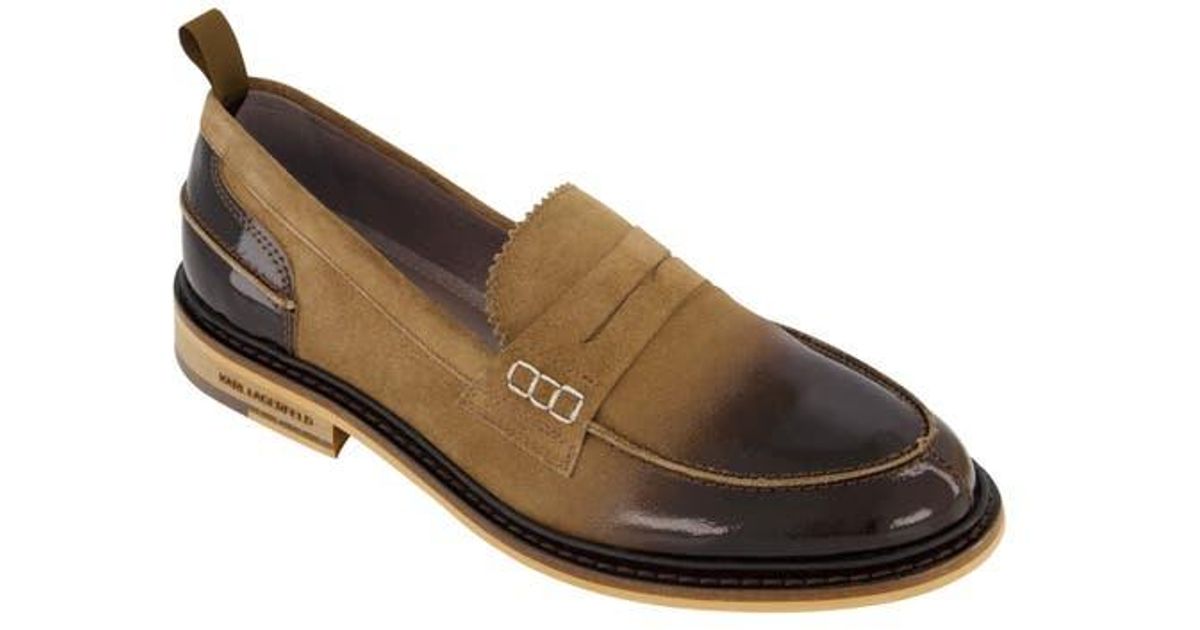 Karl Lagerfeld Label Penny Loafer in Brown for Men | Lyst