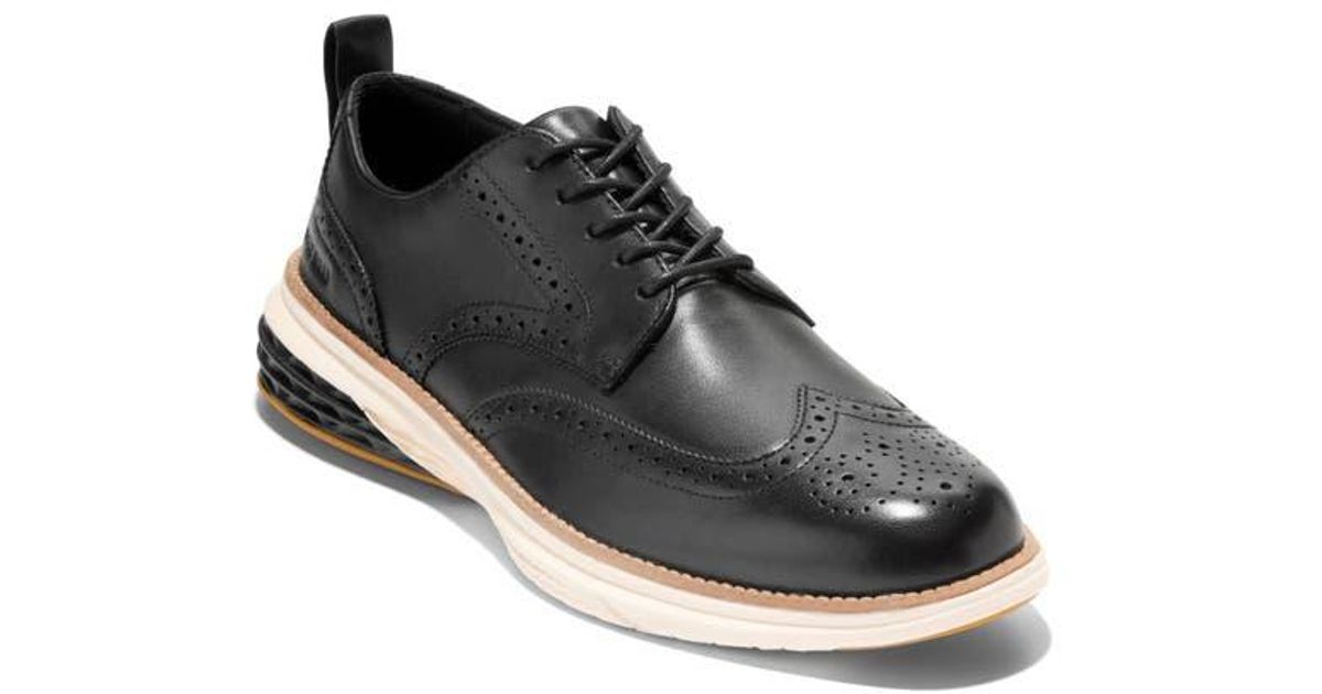 Cole Haan Grand Hurrion Wingtip Derby in Black for Men | Lyst