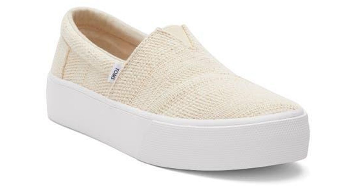 TOMS Platform Knit Slip-On Sneaker in White | Lyst