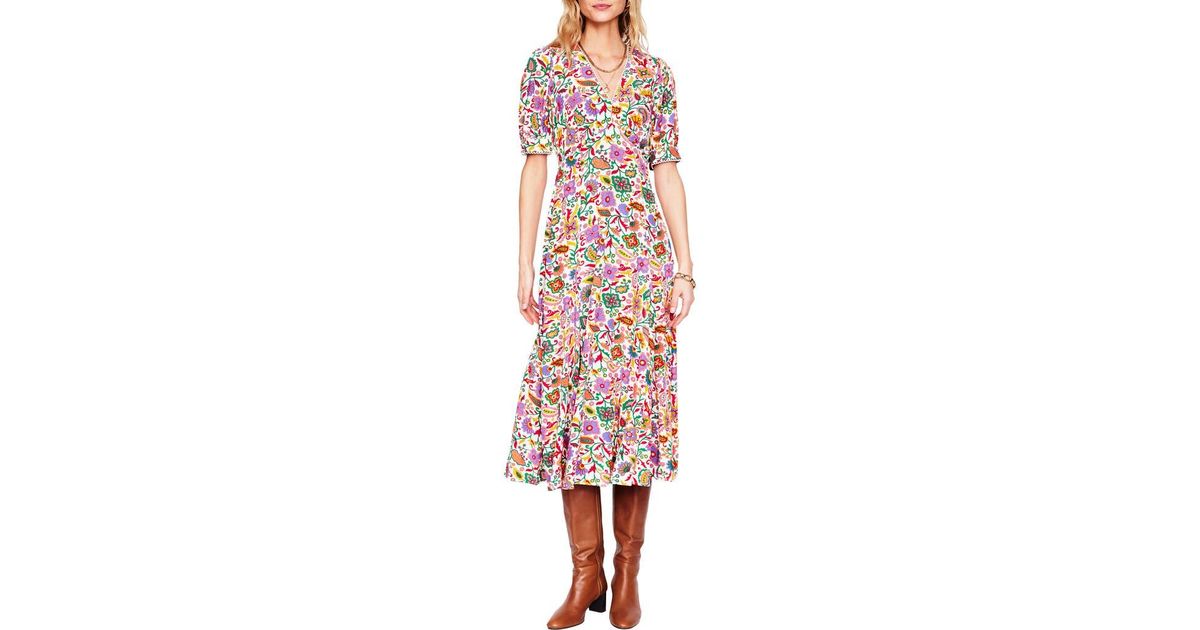 Boden Rosie Godet Pleat Midi Dress in Red | Lyst