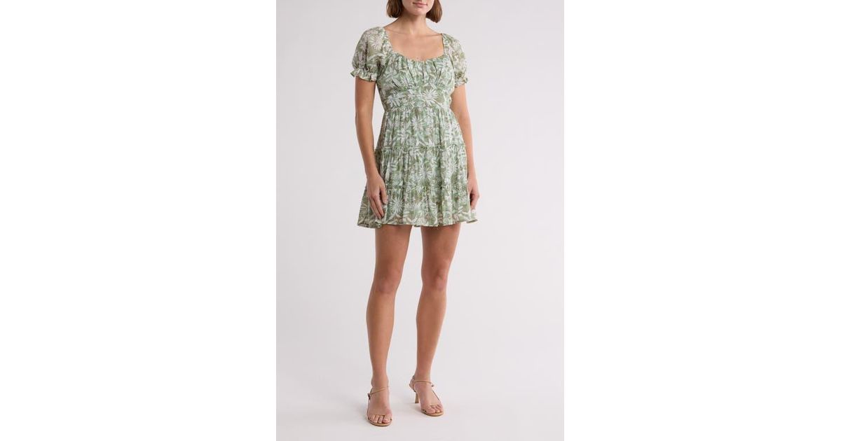 ROW A Emma Puff Sleeve Minidress | Lyst