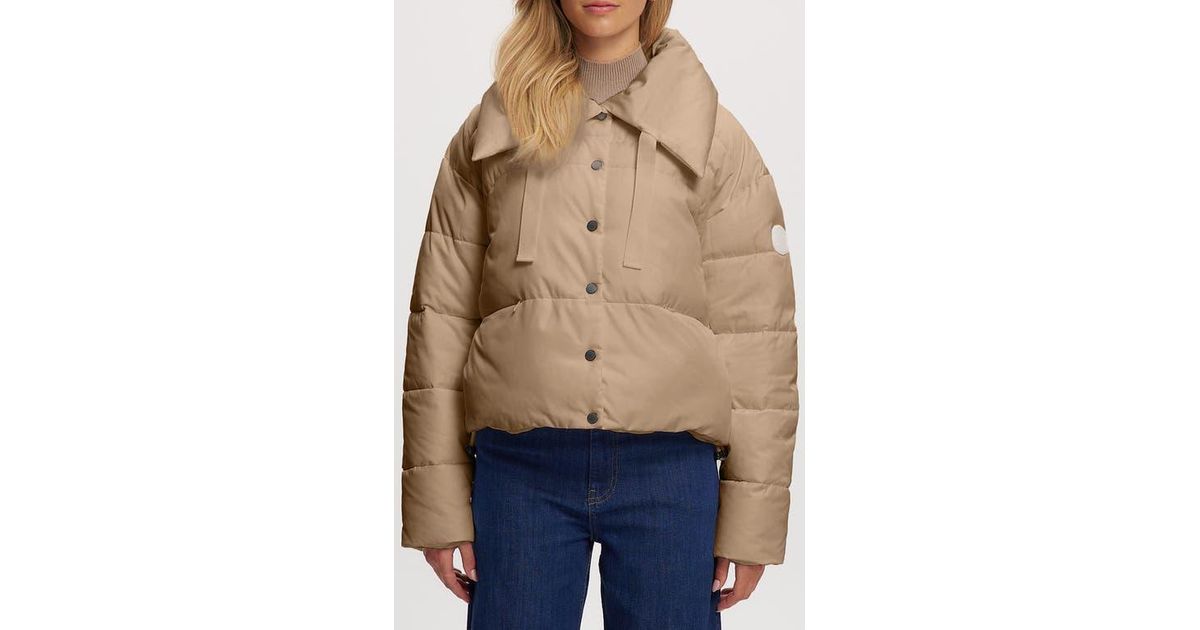 Noize Cropped Puffer Drawstring Jacket in Blue | Lyst