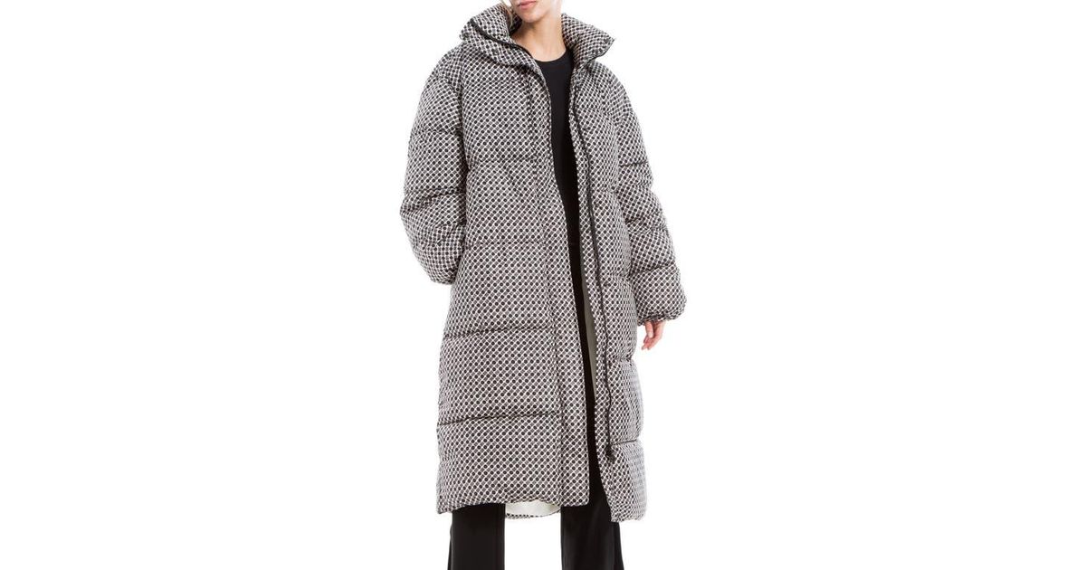 Max Studio Midi Puffer Jacket in Gray | Lyst