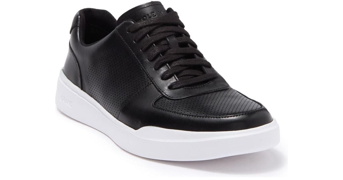 Cole Haan Perforated Leather Sneakers in Black for Men | Lyst