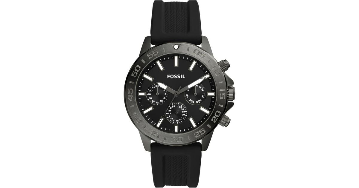 Fossil Gunmetal Silicone Strap Minimalist Watch in Black for Men | Lyst