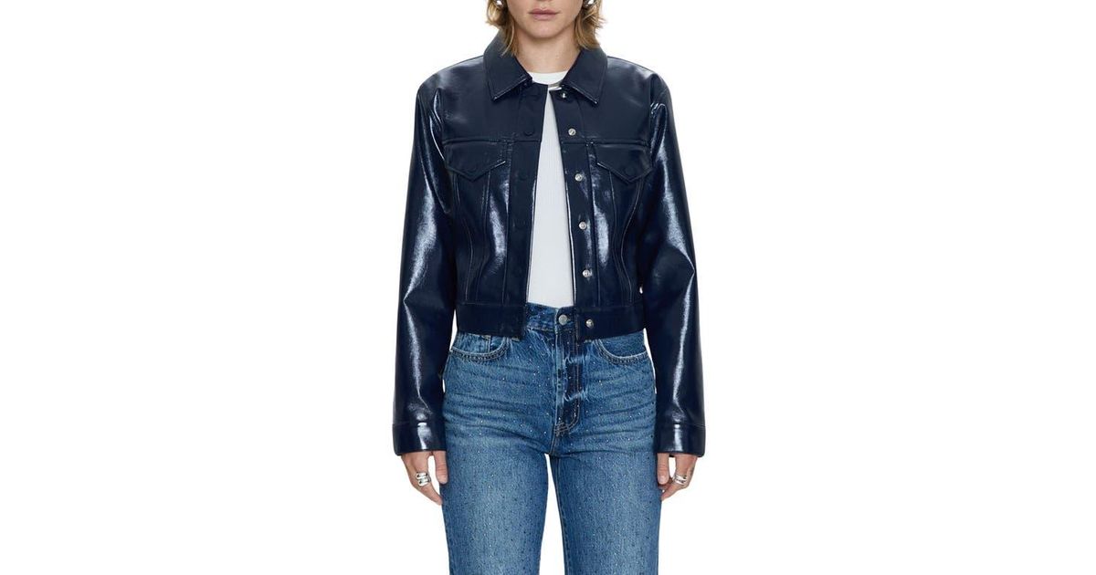 Pistola Emery Vinyl Crop Trucker Jacket in Blue | Lyst