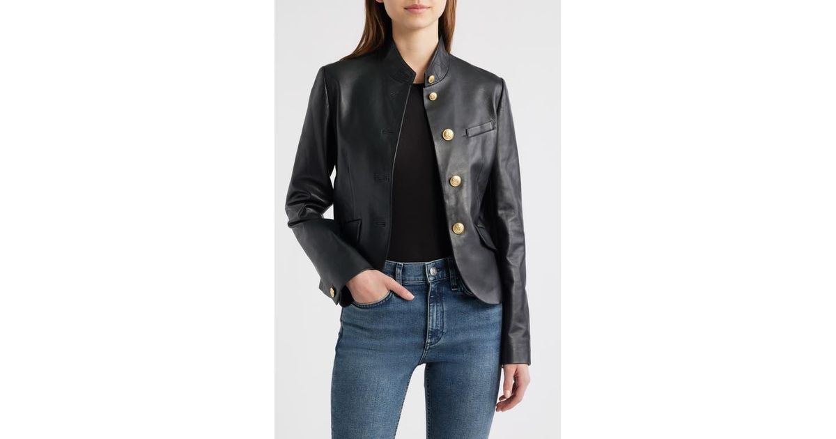 Rag & Bone Sadie Crop Leather Blazer in Black | Lyst