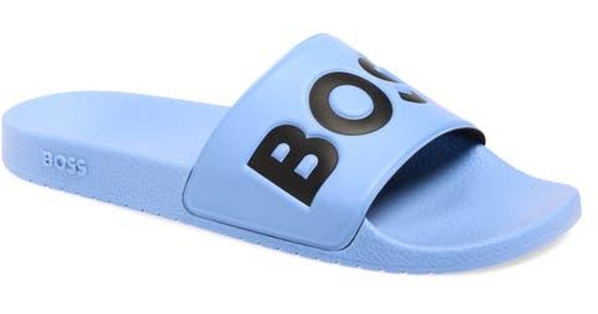BOSS Aryeh Slide Sandal in Blue for Men | Lyst