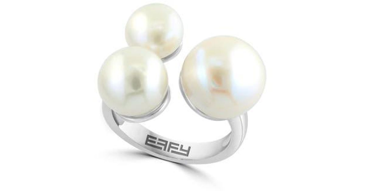 Effy Freshwater Pearl Trio Ring in White | Lyst