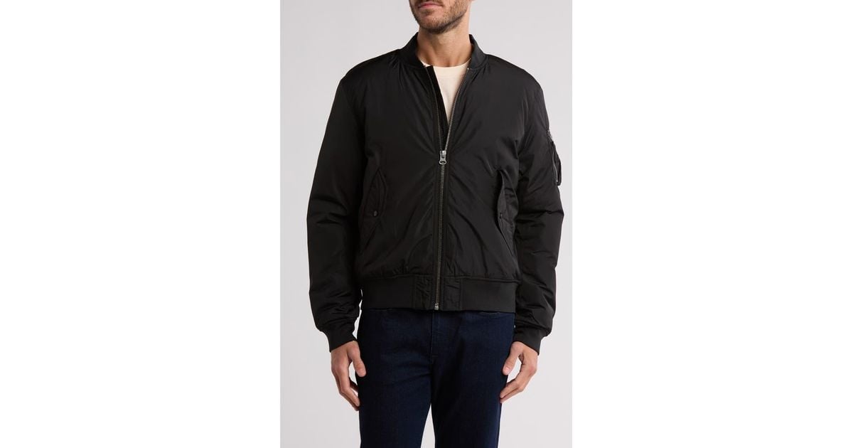 Slate & Stone Nylon Bomber Jacket in Black for Men | Lyst