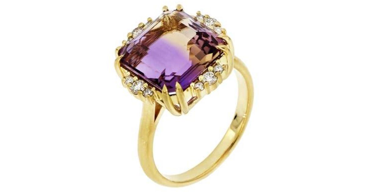 Bony Levy 18K Ametrine & Diamond Ring in Metallic | Lyst