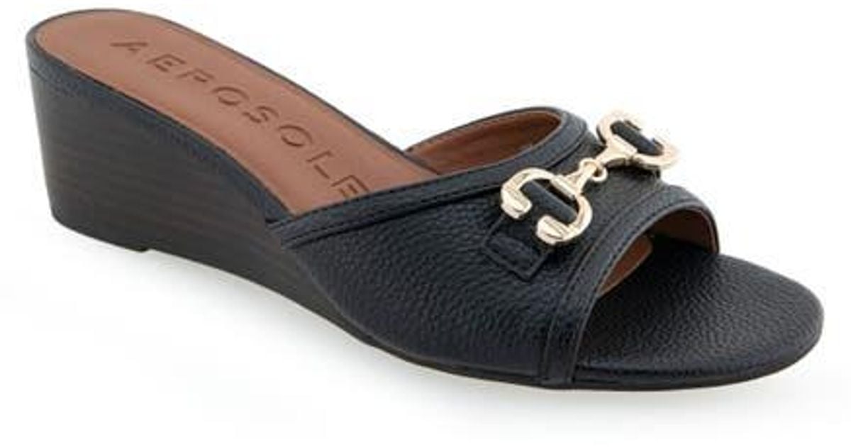 Aerosoles Wava Wedge Slide Sandal in White | Lyst