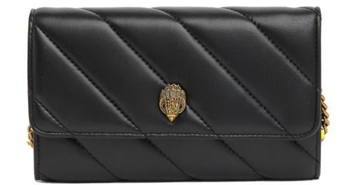 Kurt Geiger Leather Quilted Wallet on Chain in Black | Lyst