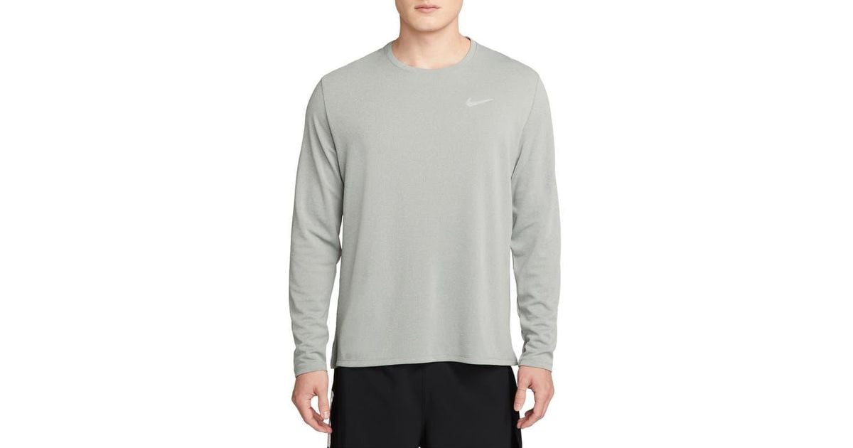Nike Dri-Fit Uv Long-Sleeve Running Top in Gray for Men | Lyst