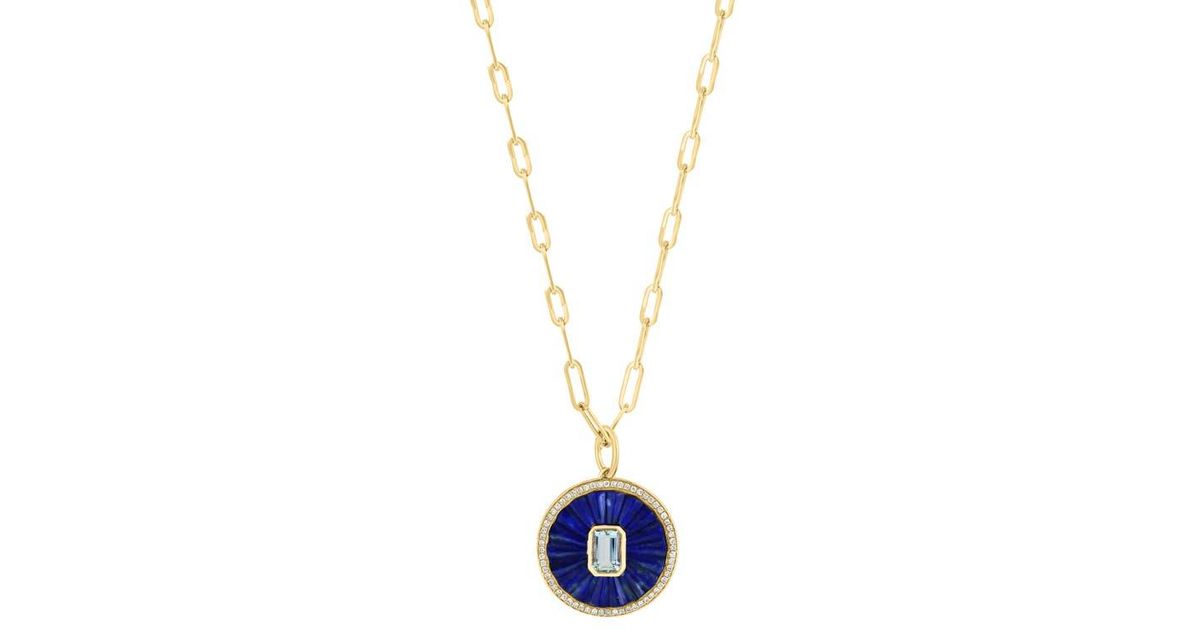 Effy 14K Diamond & Lapis Lazuli Pendant Necklace in Blue | Lyst