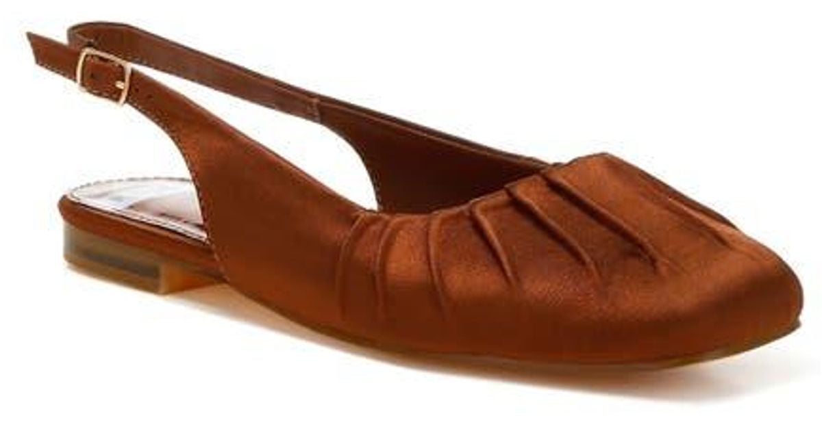 Rag & Co Cheeni Satin Slingback Flat in Brown | Lyst