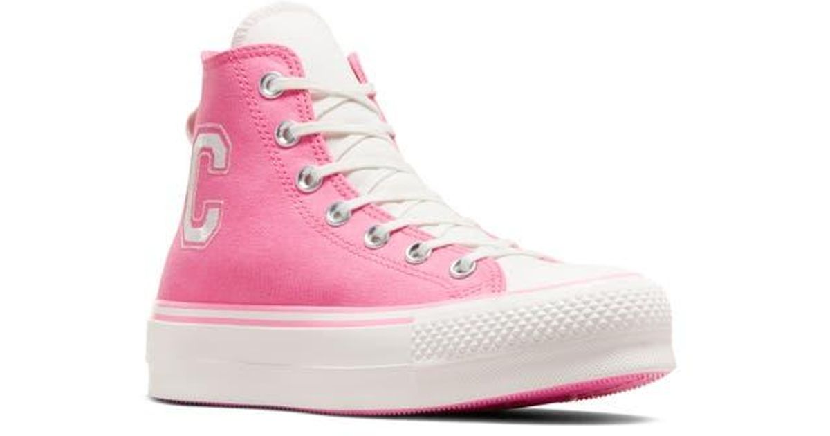 Converse Platform High-Top Canvas Sneakers in Pink | Lyst