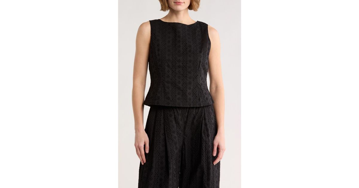 NSR Cotton Eyelet Shell in Black | Lyst