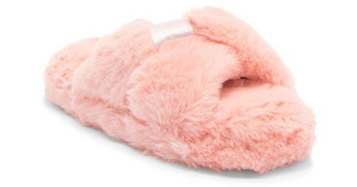 Honeydew Intimates The Knot Plush Faux Fur Slide Sandal in Pink | Lyst