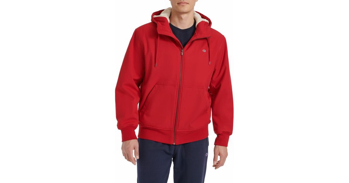 Champion Water Resistant Soft Shell Bomber Jacket in Red for Men | Lyst