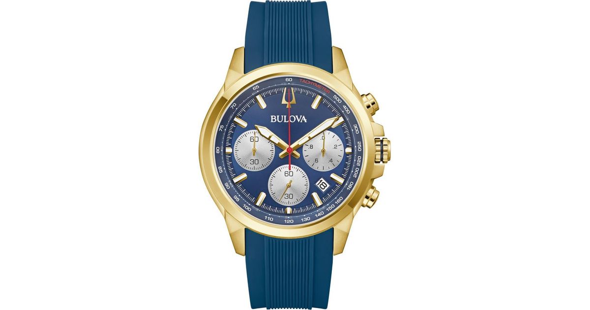 Bulova Classic Chronograph Silicone Strap Timepiece in Metallic for Men ...