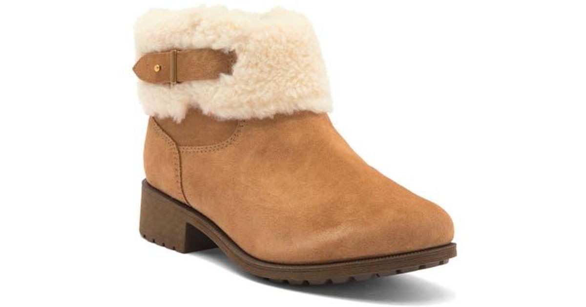 UGG Bodie Genuine Shearling Cuff Boot in Brown | Lyst